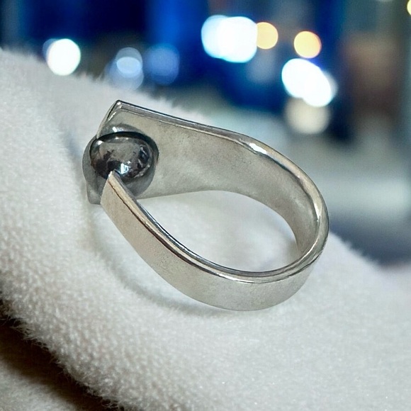 Jewelry | Stunning Estate Sj Modernist Hematite Sterling Silver Ring ...